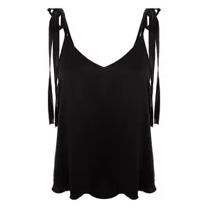 IZABELA MANDOIU Silk Top With Adjustable Straps - Black
