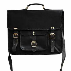 VIDA VIDA Leather Satchel Laptop Bag - Black