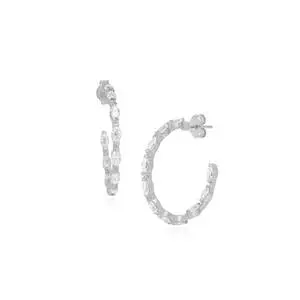 MOON LONDON Epic Sparkling Medium Sterling Hoops - Silver