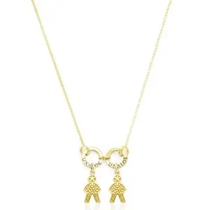 UNALOE Vermeil Double Child Silhouette Pendant Necklace - Gold