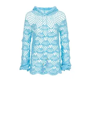 ANDREEVA Aqua Marine Handmade Crochet Hoodie - Blue