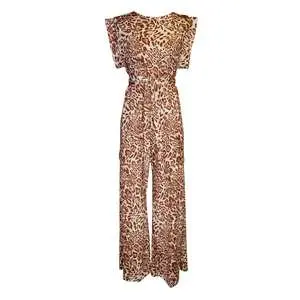 JENNAFER GRACE Neutrals Champagne Feline Tunic & Palazzo Set - White
