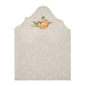 KM HOME COLLECTION Neutrals Set Of Two Pumpkin Embroidery Halloween Linen Napkin - Orange