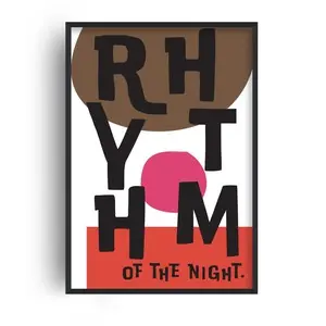FANCLUB Rhythm Of The Night Colourful Retro Music Giclée Art Print - White