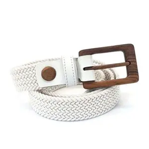 WOOD BELT Yellowstone Brave 317 Walnut Wood Braided Cotton Belt - White