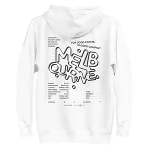 ANCHOR & CREW X Gustatory Melbourne Coffee Scene Embroidered Hoodie - White