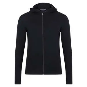 PAUL JAMES KNITWEAR Heavyweight Merino Helios Activewear Hooded Jumper - Black