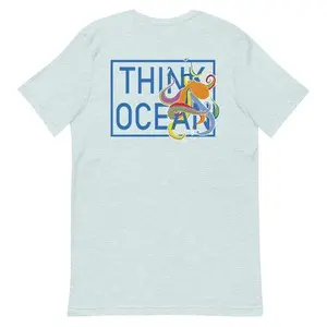 ANCHOR & CREW Ice Think Ocean Octopus Fluorescence Cotton Embroidered T-shirt - Blue