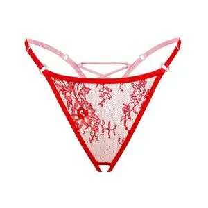 MONIQUE MORIN LINGERIE Moonstruck Thong Ouvert Fire - Red