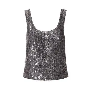 AGGI BY HALEWSKI Raya Diamond Sequin Party Tank Top - Silver