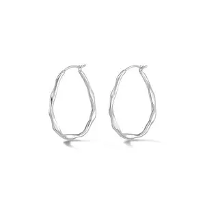 DOWER & HALL Large Oval Waterfall Hoops In Sterling - Silver