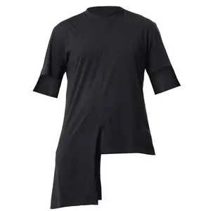 METAMORPHOZA Cotton Asymmetrical T-shirt - Black