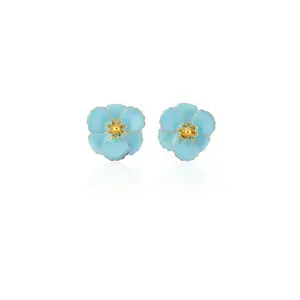 MILOU JEWELRY Turquoise Blossom Flower Earrings - Blue