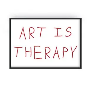FANCLUB Art Is Therapy Horizontal Playful Quote Art Print A2 - Red