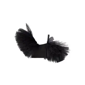 LIA ARAM Asymmetrical Tulle-trimed Bustier - Black