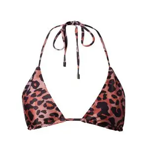 PLAYALUXE Black / Brown Waikiki Triangle Bikini Top Leopard - Black/brown