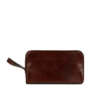 TIME RESISTANCE Leather Cosmetic Bag Dopp Kit All The Kings - Brown