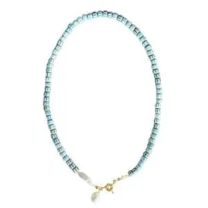 FIRERA ATELIER Glass Bead & Pearl Necklace - Blue