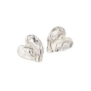 POSH TOTTY DESIGNS Fortune Heart Stud Earrings - Silver