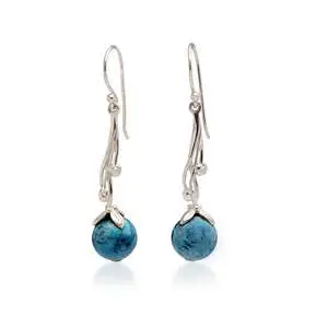 ISLA SILVER Blue / Silver Blue Chalcedony Silver Drop Earrings - Blue/silver