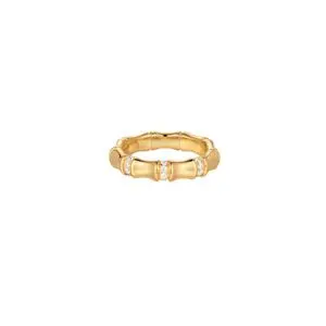 VANCHI Bamboo Chunky Crystal Ring - Gold