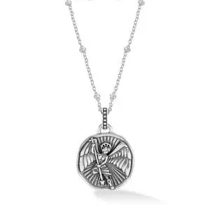 DOWER & HALL St. Michael Talisman Necklace Oxidised Sterling Silver - Grey