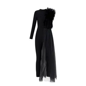 LIA ARAM Asymmetric Tulle Deconstructed Jumpsuit - Black