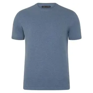 PAUL JAMES KNITWEAR Lightweight Cotton Julius Knitted T-shirt Denim - Blue