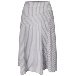 SMART AND JOY Flared Midi Skirt With Stripes - Grey