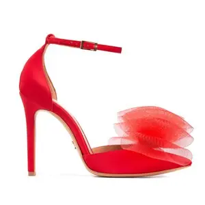 GINISSIMA Alice Bow Tulle Satin Shoes - Red