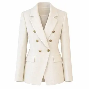 NUVV COLLECTION Modern Casual Button Tweed Jacket