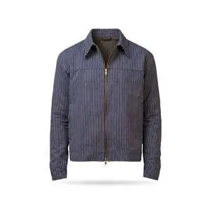 STOVARIA Handwoven Kala Cotton Stripes Windcheater Jacket - Blue