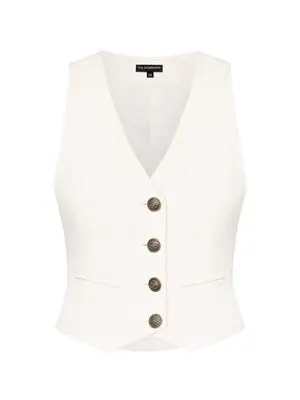 TIA DORRAINE Single-breasted Suiting Vest In Linen