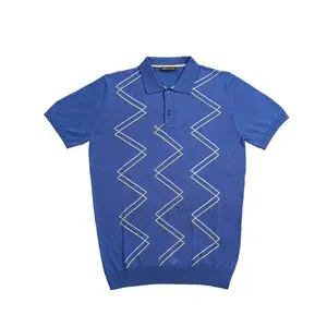 EIGHT X Zig Zag Knit Polo - Blue
