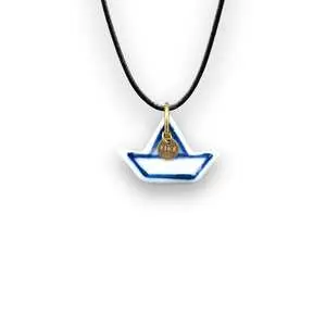 Tiké Jewels Paper Boat Porcelain Choker Necklace – Plated - Gold