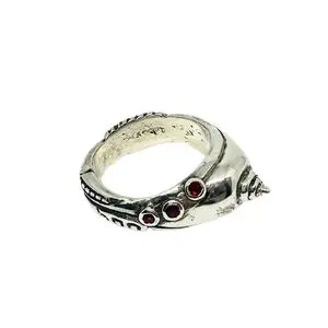 TG-JEWELLERY BY TAMARA GERVASIO Silver / Red / Black Candela Ring In Sterling Silver With Ruby - Silver/red/black