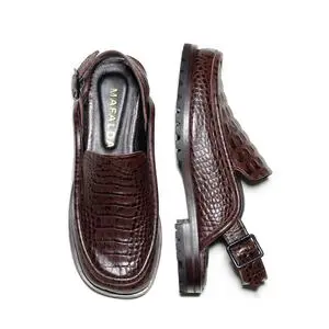 MAFALDA Dominic Croco Textured Slingback Loafer - Brown