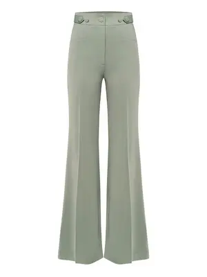 TIA DORRAINE Flared Trousers With Adjustable Waist Light - Green