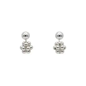 PAS DE MARQUE Sterling Beaded Earrings Cube Pendant - Silver