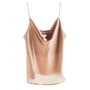 Mionè Silk Camisole Top With Draped Detail - Gold