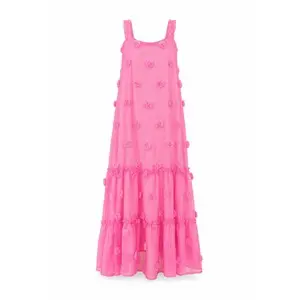 AMAANALUX Layered Maxi Flowy Dress - Pink