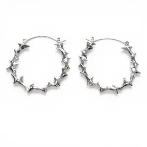 JAGGED HALO JEWELRY Yennefer Spike Medium Earrings White Gold - Silver