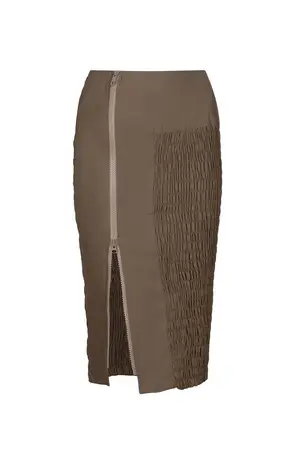 GUNDA HAFNER LTD Cotton Ruched Fitted Pencil Skirt