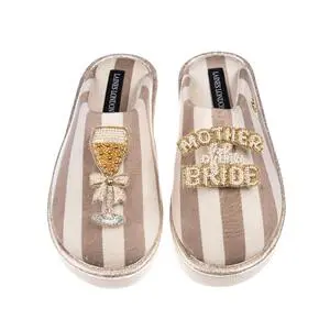 LAINES LONDON Embellished Flatform Slippers - Brown/white