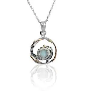 ISLA SILVER Unique Round Moonstone Pendant Necklace - Silver