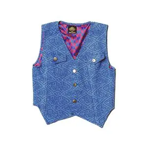 HOUSE OF CASWELL Adriana Printed Denim Vest - Blue