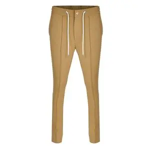 DAVID WEJ Ashford Plain Smart Drawstring Trousers Biege - Brown