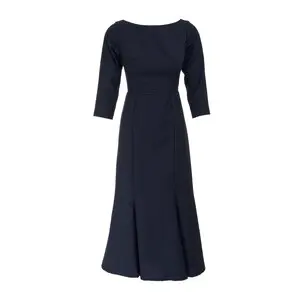 SOFIA TSERETELI Pinstripe Wool Midi Dress - Grey