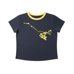 LILIA MUNN Cropped Graphic Tee – Organic Cotton, Gray - Grey