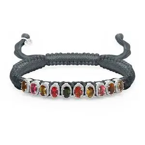 CARAVAN OF STONES Dark Olive Gunmetal Mini Lisse Bracelet - Grey